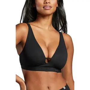 SIELLA Organic Cotton Plunge Foam Bra - Black