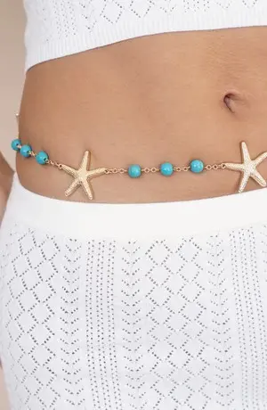 Ettika Starfish Charm Belly Chain - Turquoise