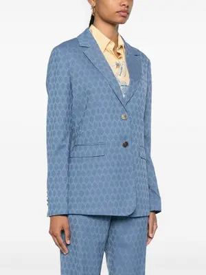 Etro Patterned Jacquard Wool Blazer - Blue