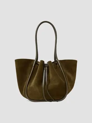 Proenza Schouler Proenza Schouler Large Ruched Suede Tote Olive