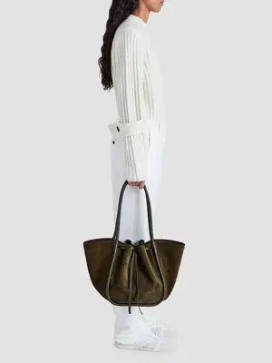 Proenza Schouler Ruched Suede Tote - Olive
