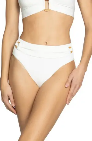 Robin Piccone Margot High Waist Bikini Bottom - White