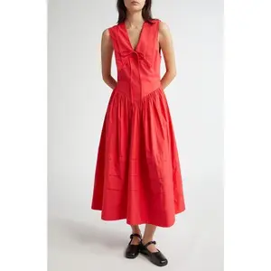 Sandy Liang Opa Cotton Poplin Midi Dress