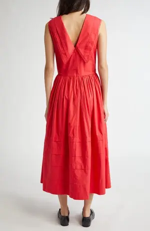 Sandy Liang Opa Cotton Poplin Midi Dress