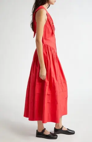 Sandy Liang Opa Cotton Poplin Midi Dress