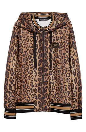 Dolce & Gabbana Interlock Print Zip Hoodie - Leopard