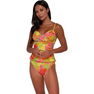 SUNSETS Simone Tankini Swimsuit Top - Citrus Grove Sandbar Rib