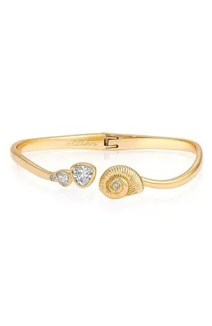 Ettika Swirl Shell Hinged Cuff Bracelet - Gold
