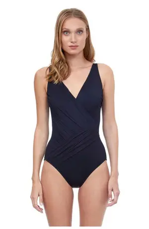 GOTTEX Lattice Surplice One-piece Swimsuit - Black