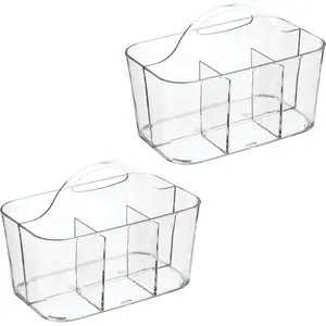 MDESIGN Midesign Small Plastic Divided Cosmetic Storage Organizer Caddy - Clear