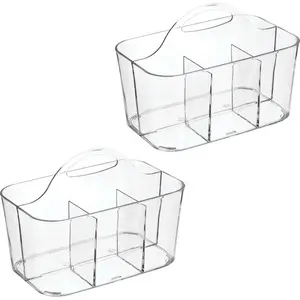 MDESIGN Midesign Small Plastic Divided Cosmetic Storage Organizer Caddy - Clear