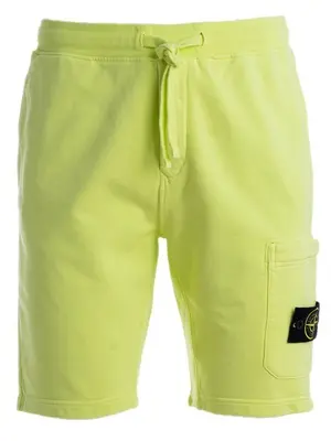 Stone Island Cotton Fleece Garment Dyed Shorts - Neon Green