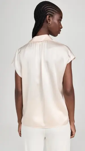 Vince Cap Sleeve Silk Satin Blouse - Chiffon