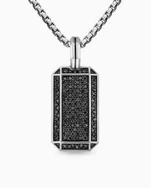 David Yurman David Yurman Sterling Silver Octagonal Tag With Black Diamonds Black Diamond