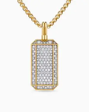 David Yurman David Yurman 18K Yellow Gold Octagonal Diamond Tag Diamond