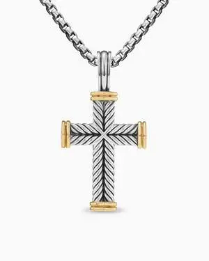 David Yurman Chevron Cross Pendant - Sterling Silver/18k Yellow Gold