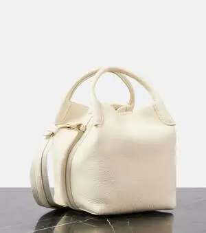 Loro Piana Bale Small Leather Shoulder Bag - White