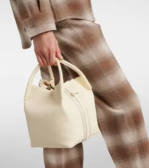 Loro Piana Bale Small Leather Shoulder Bag - White