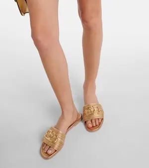 Valentino Garavani Vlogo Signature Leather Sandals - Metallic