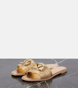 Valentino Garavani Vlogo Signature Leather Sandals - Metallic