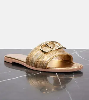 Valentino Garavani Vlogo Signature Leather Sandals - Metallic