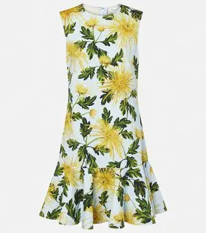 Oscar De La Renta Chrysanthemum Cotton-blend Minidress