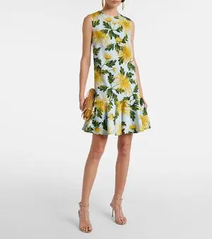Oscar De La Renta Chrysanthemum Cotton-blend Minidress