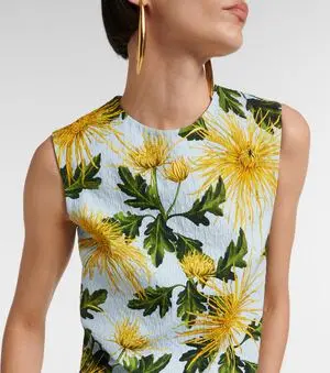 Oscar De La Renta Chrysanthemum Cotton-blend Minidress