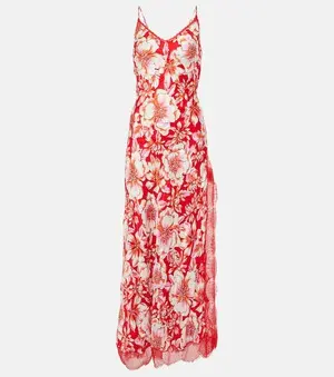 Poupette St Barth Lucia Printed Midi Dress - Red