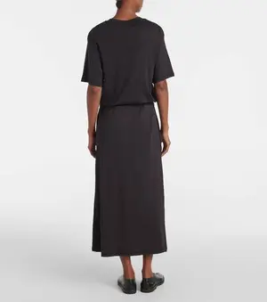 LEMAIRE Belted Cotton Jersey Midi Dress - Black
