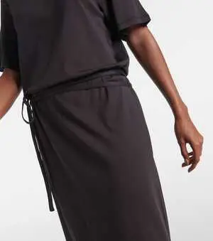 LEMAIRE Belted Cotton Jersey Midi Dress - Black
