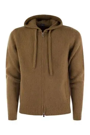 Fedeli Pure Cashmere Hooded Cardigan - Brown