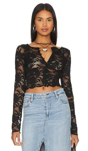 Superdown Elowen Lace Top - Black