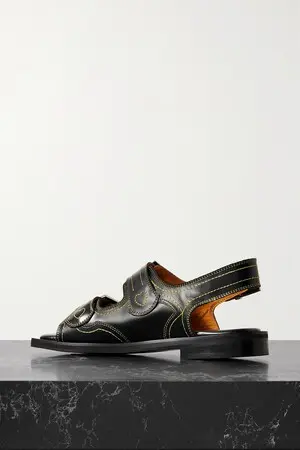 GANNI Topstitched Leather Sandals