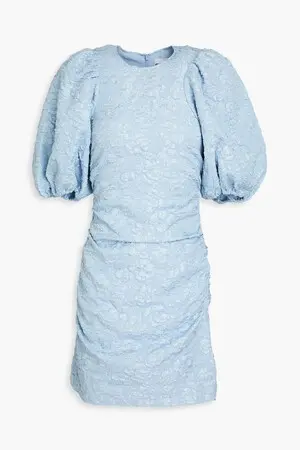 GANNI GANNI Cloqué Mini Dress - Light Blue