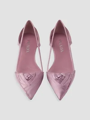 Prada Satin Cut-out Ballerinas - Pink