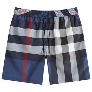Burberry Guildes Oversize Check Swim Shorts - Carbon Blue Check