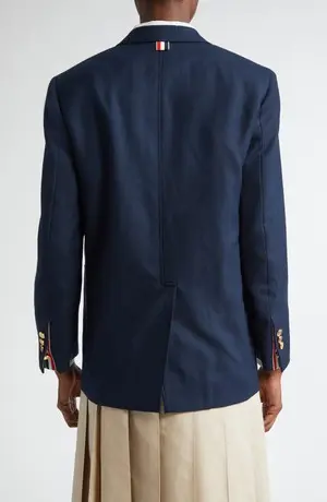 Thom Browne Wool Twill Sport Coat - Navy