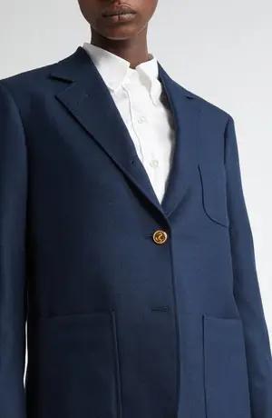 Thom Browne Wool Twill Sport Coat - Navy