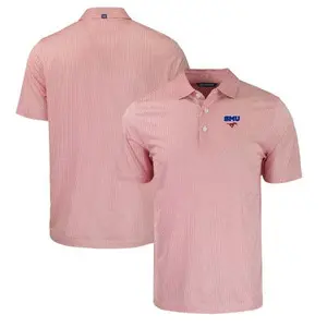 Cutter & Buck Red/ Smu Mustangs Pike Eco Symmetry Print Stretch Recycled Polo - White