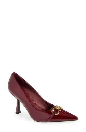 Jeffrey Campbell Authority Pointed Toe Pump - Cherry Red Crkl Patent Gold