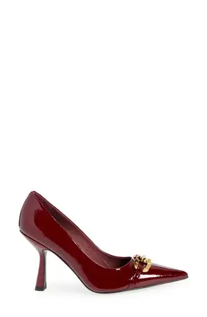 Jeffrey Campbell Authority Pointed Toe Pump - Cherry Red Crkl Patent Gold