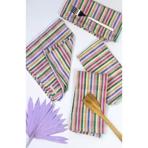ARCHIVE NEW YORK Valentina Striped Handwoven Cotton Napkins - Rainbow