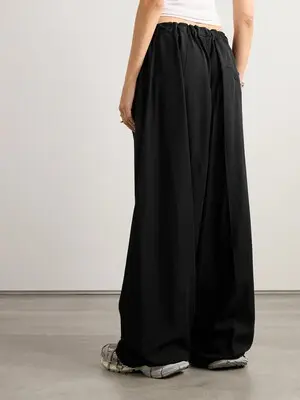 Balenciaga Lyocell-poplin Wide-leg Pants - Black