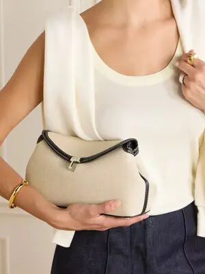 TOTEME T-lock Cotton-canvas Clutch - Ecru