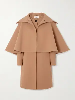Chloé Cape-effect Layered Wool And Cashmere-blend Coat