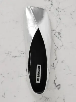 JIL SANDER Metallic Textured-leather Ballet Flats