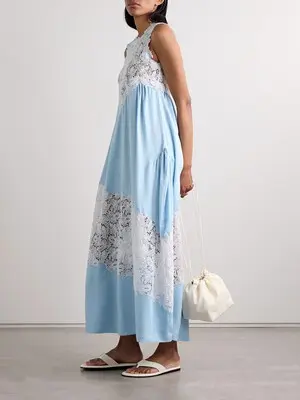 KIKA VARGAS Emma Guipure Lace-trimmed Tencel Lyocell Maxi Dress