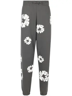 DENIM TEARS Rhinestone Cotton Wreath-print Track Pants - Grey