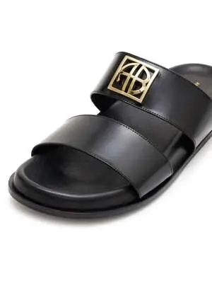 ANINE BING Parker Monogrammed Leather Slides